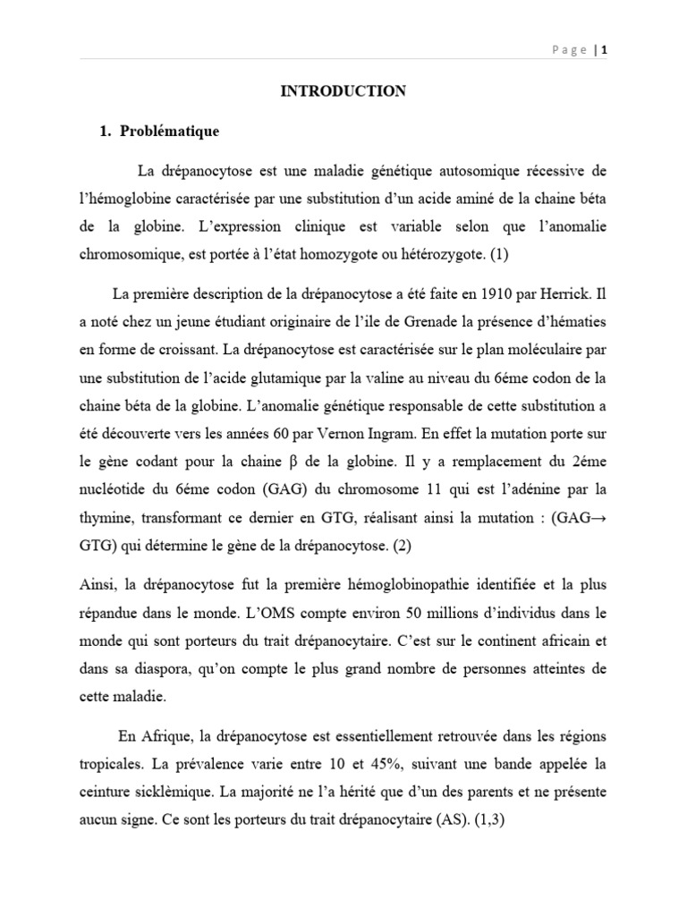 Dorcas Kitoko MEMOIRE FINAL AOUT | PDF | Réaction en chaîne par polymérase | Hémoglobine