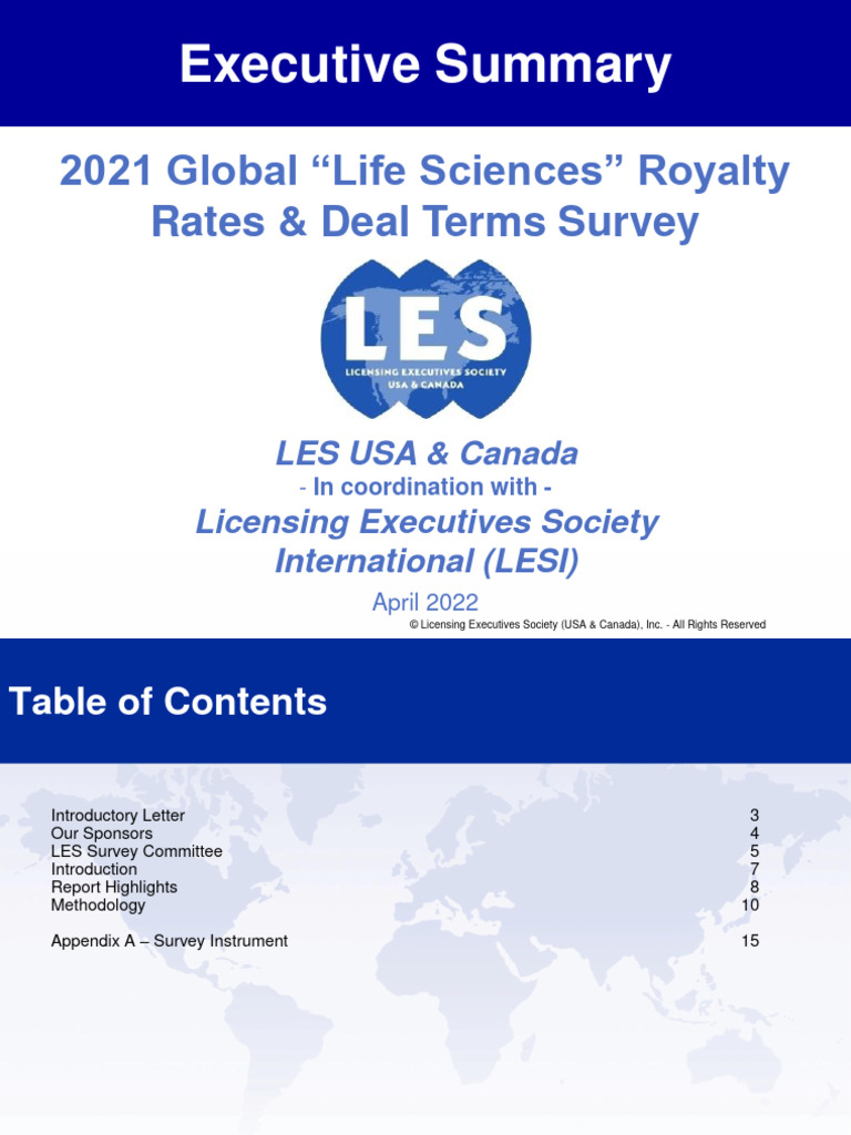 LES Life Sciences 2021 RRDT Exec Summary Edition 04112022 | PDF | Royalty Payment | Phases Of ...