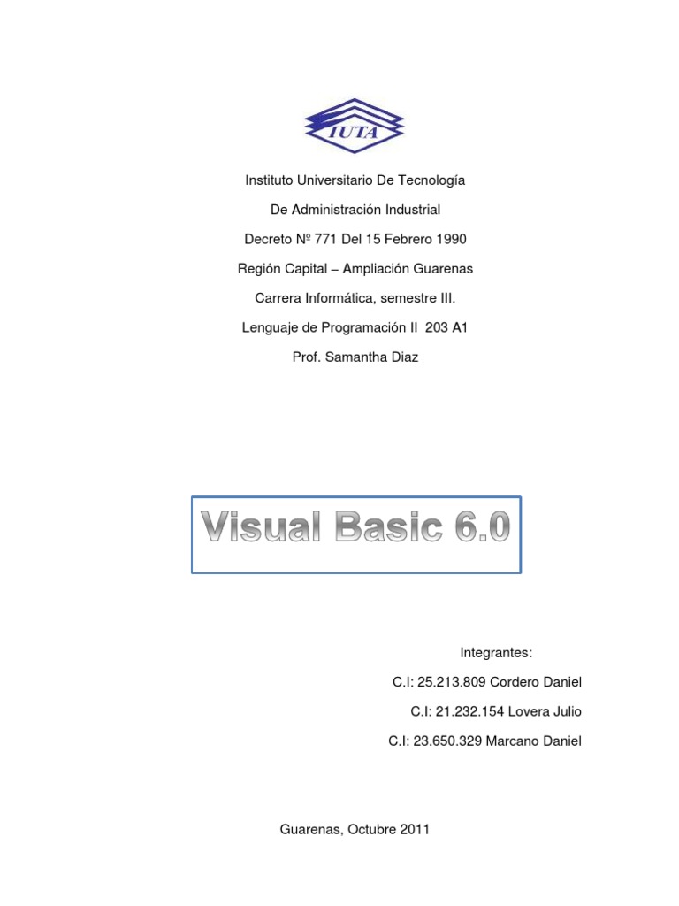 Visual Basic 60 Pdf Active X Data Objects Entorno De Desarrollo