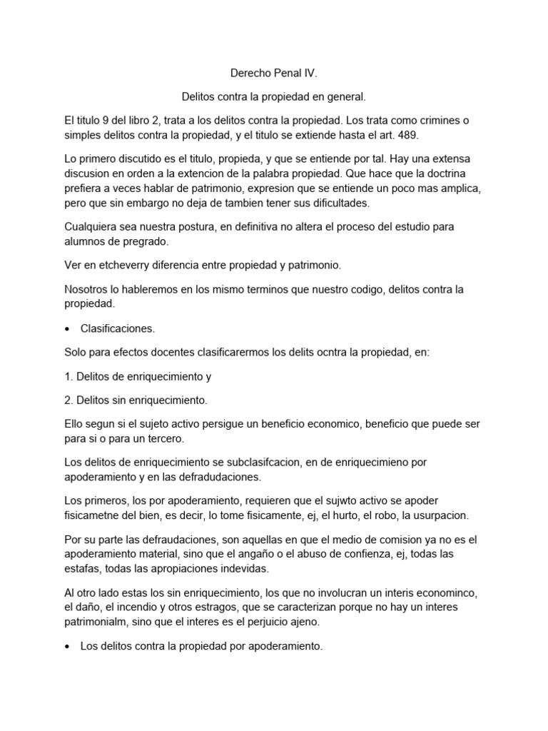 Apunte Clase - Derecho Penal IV | PDF