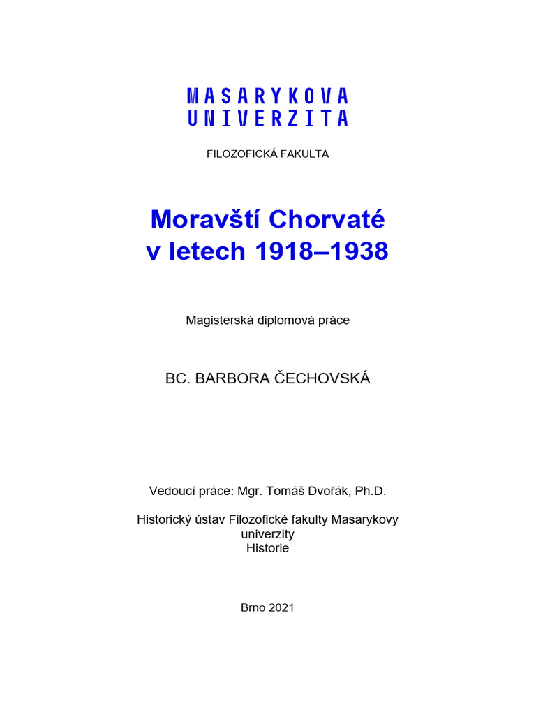 Moravští Chorvaté 1918-38 - Dipl. 2021 | PDF