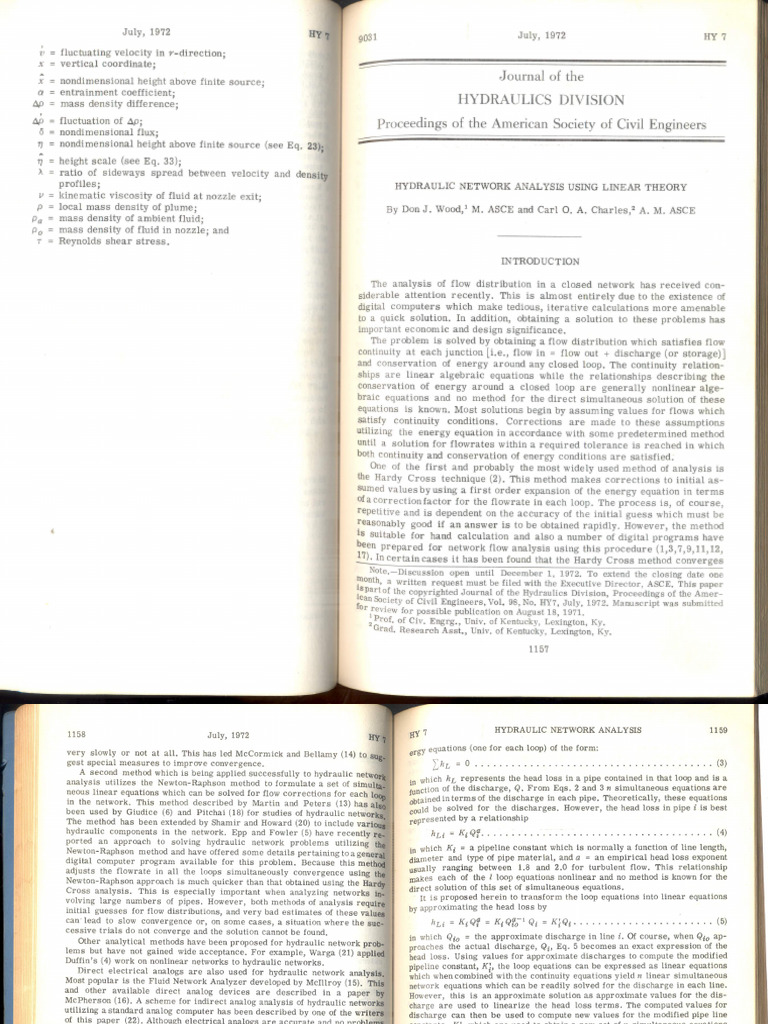 Hydraulic Network Analysis Using Linear Theory0001 | PDF