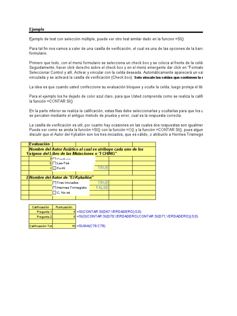 Ejemplo de Test Con Seleccion Multiple