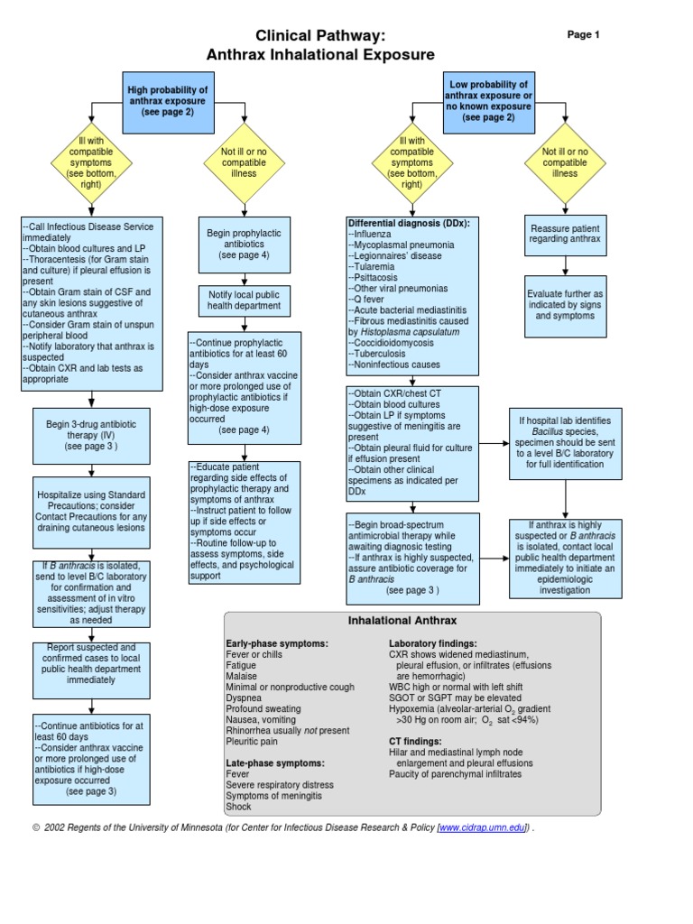 Anthrax Clinical Pathway | Anthrax | Pneumonia