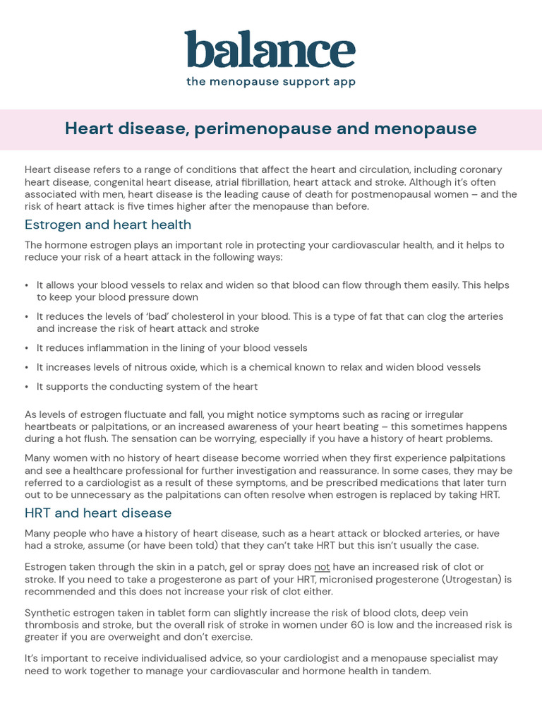 Heart Disease Perimenopause and Menopause Final | PDF | Hormone ...