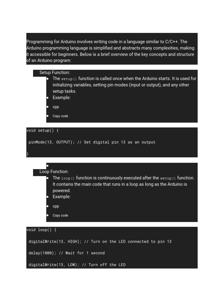 Introduction To Arduino 3 | PDF | Arduino | Control Flow