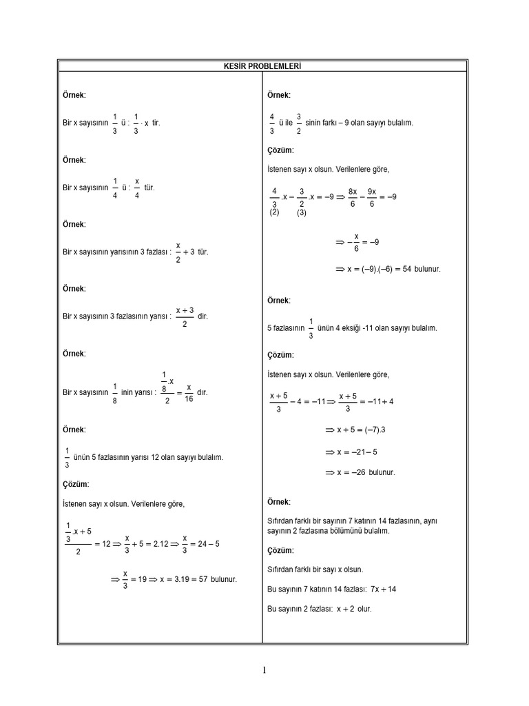 14 Kesir Problemleri | PDF