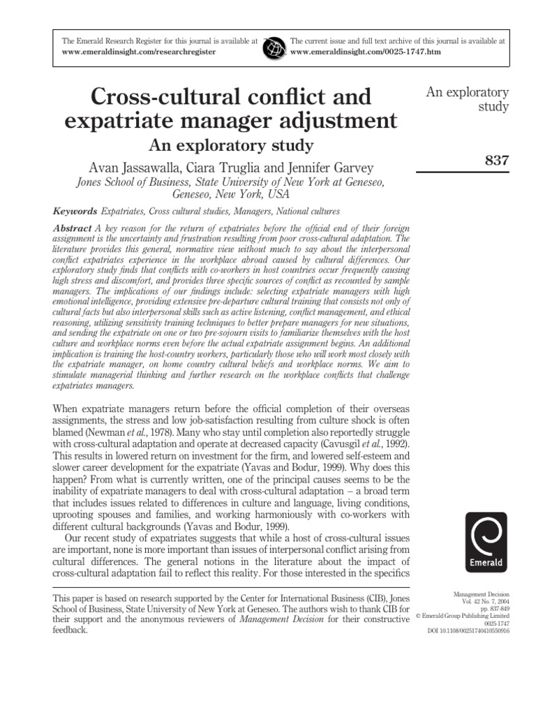 18 - Expatriate Manager Adjustment | PDF | Cross Cultural Communication ...