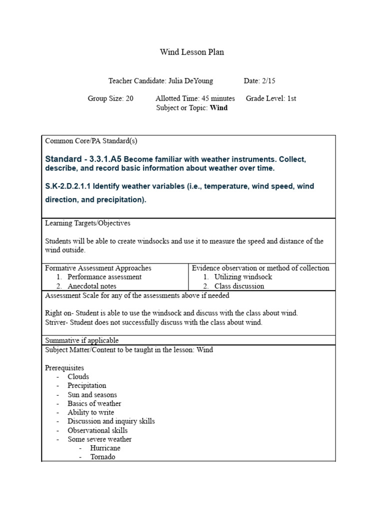 Unit Lesson 5 Wind | PDF