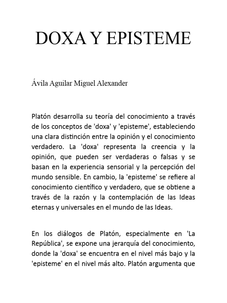 Doxa y EPISTEME | PDF | Filosofía
