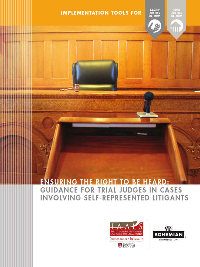 Ensuring The Right To Be Heard Guidance For Trial Judges | PDF | Pro Se Legal Representation In ...