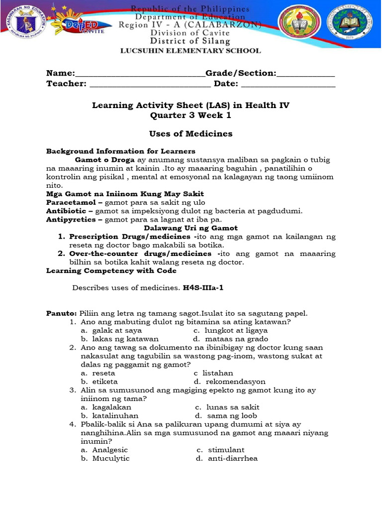 LAS-Health IV - Q3-W1 | PDF