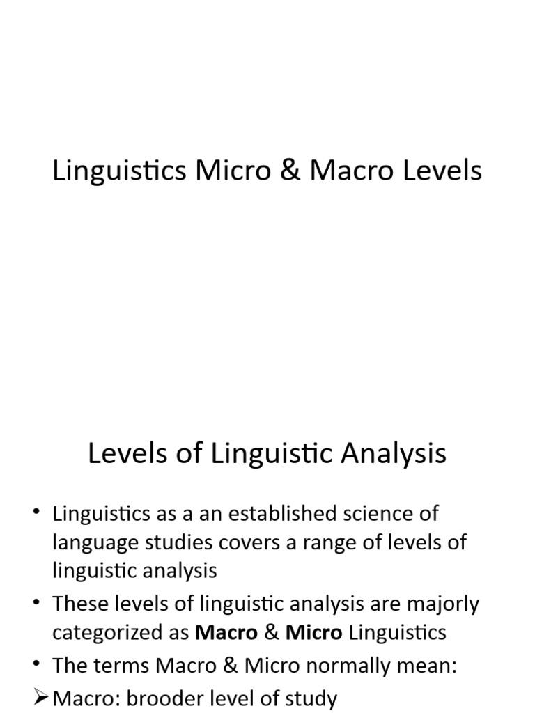Linguistics Micro Macro Levels | PDF