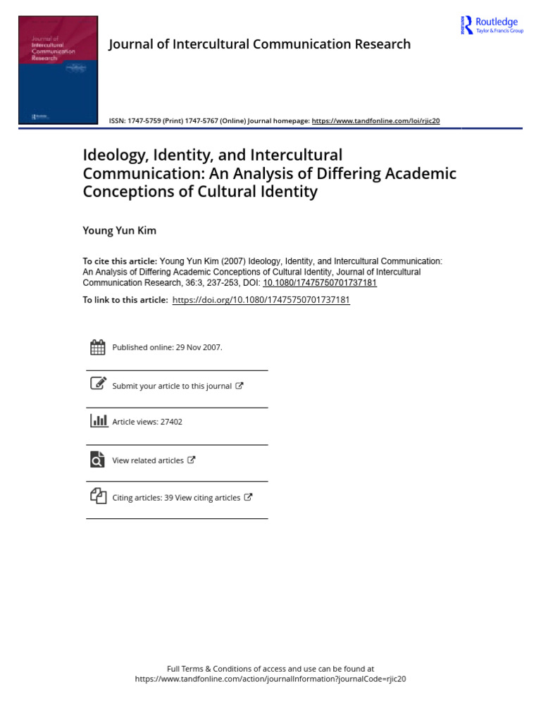 Ideology Identity and Intercultural Communication An Analysis of Differing Academic Conceptions ...