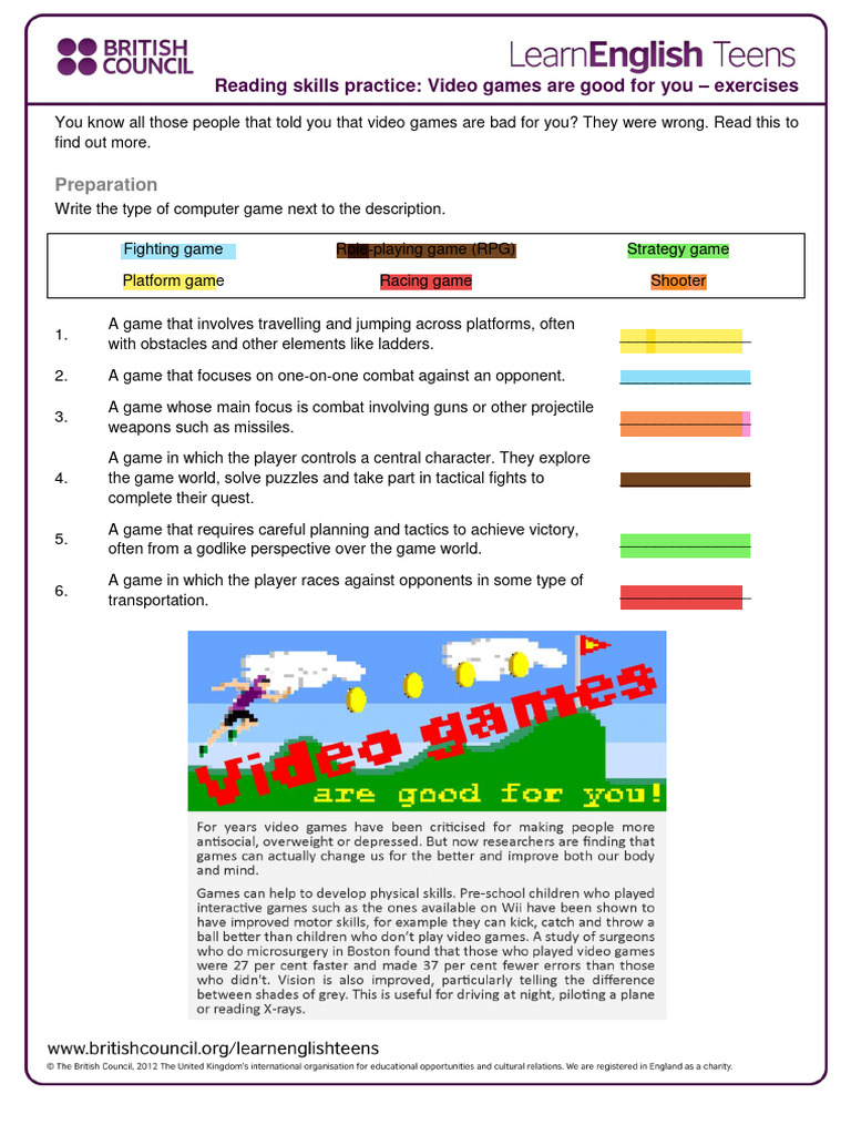 Video Games: Benefits and Exercises | PDF | Video Games | Decision Making