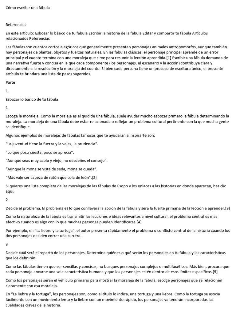 Cómo escribir una fábula | PDF