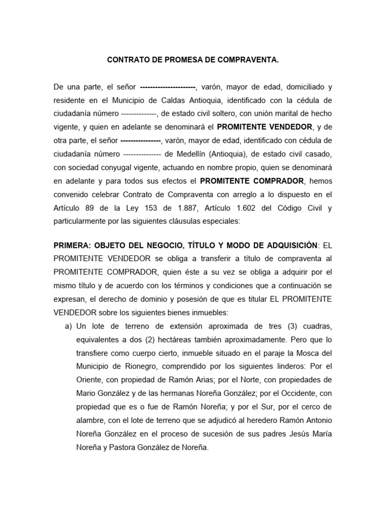 Contrato de Compraventa Modelo | Descargar gratis PDF | Derecho civil ...