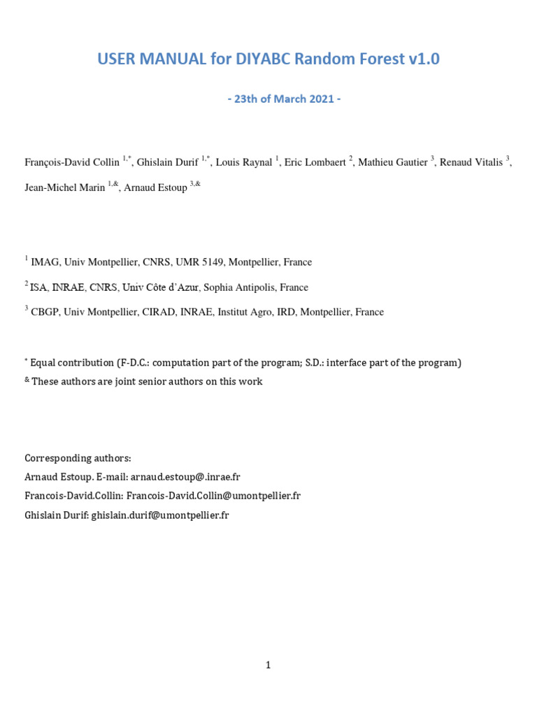 DIYABC Random Forest User Manual 26-03-2021 | PDF