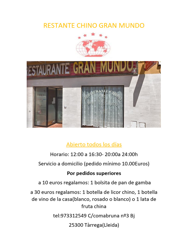 Restaurante Chino en Tàrrega: Menús y Promociones | PDF | Curry | Mariscos