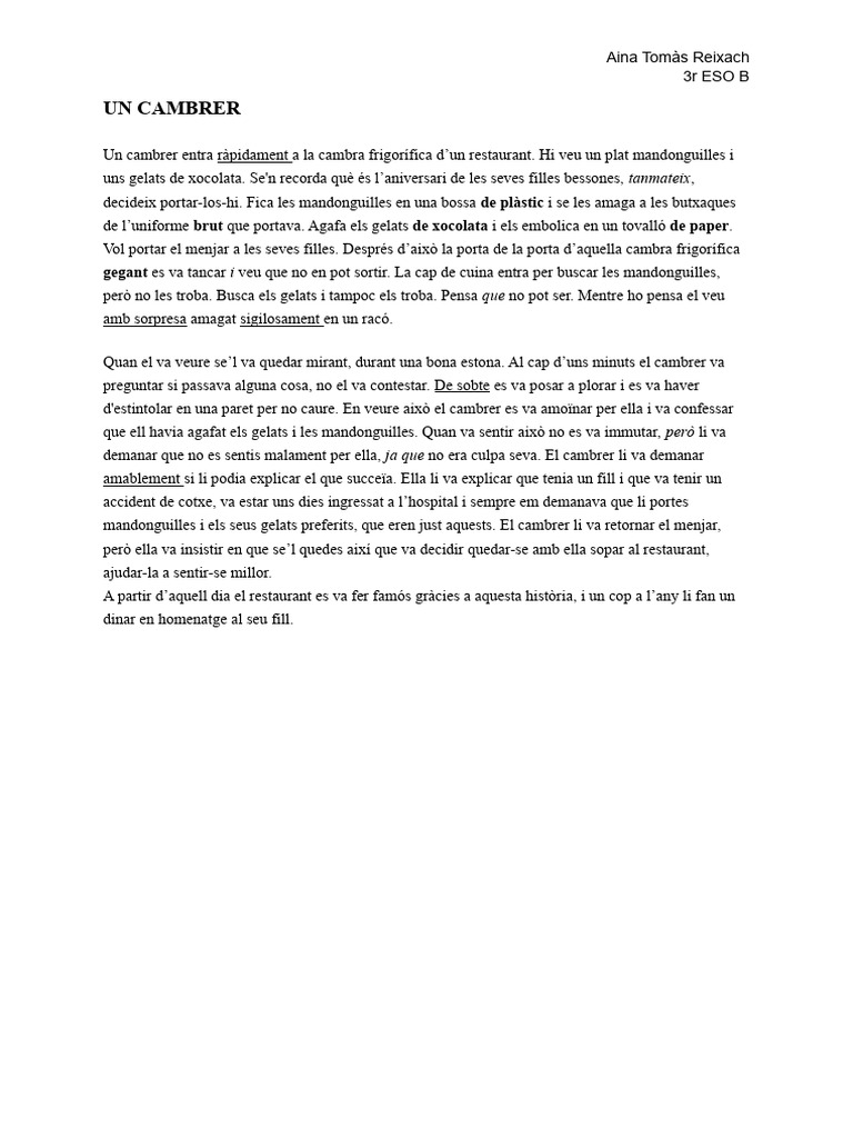 Redacció Un Cambrer-Català | PDF