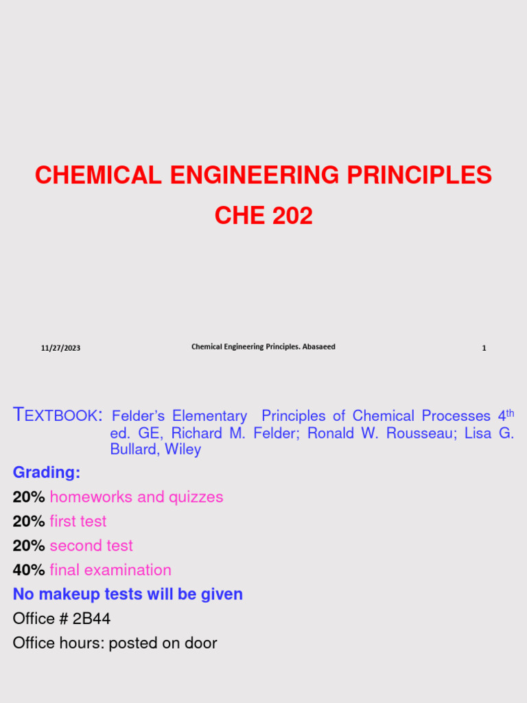CHE - 201-202 Course - October 2023 (1) - 231211 - 180059 | PDF | Gases ...