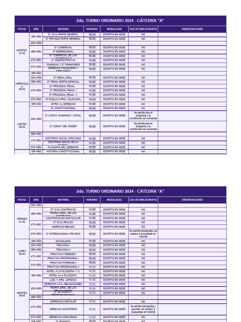 2do. Turno Ordinario Año 2024 | PDF | Justicia | Crimen y violencia