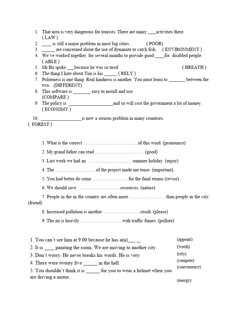 Word Form Blank Hihi | PDF