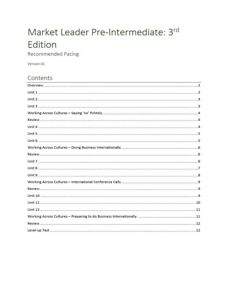 Market Leader Pre-Intermediate Guide | PDF | Teachers | Information