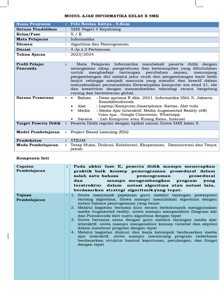Modul Ajar Informatika-Ap Febi Novian | PDF | Computers