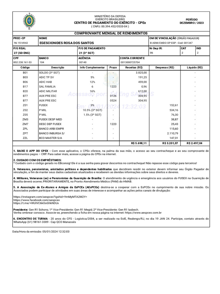 Contra Cheque Dezembro | PDF