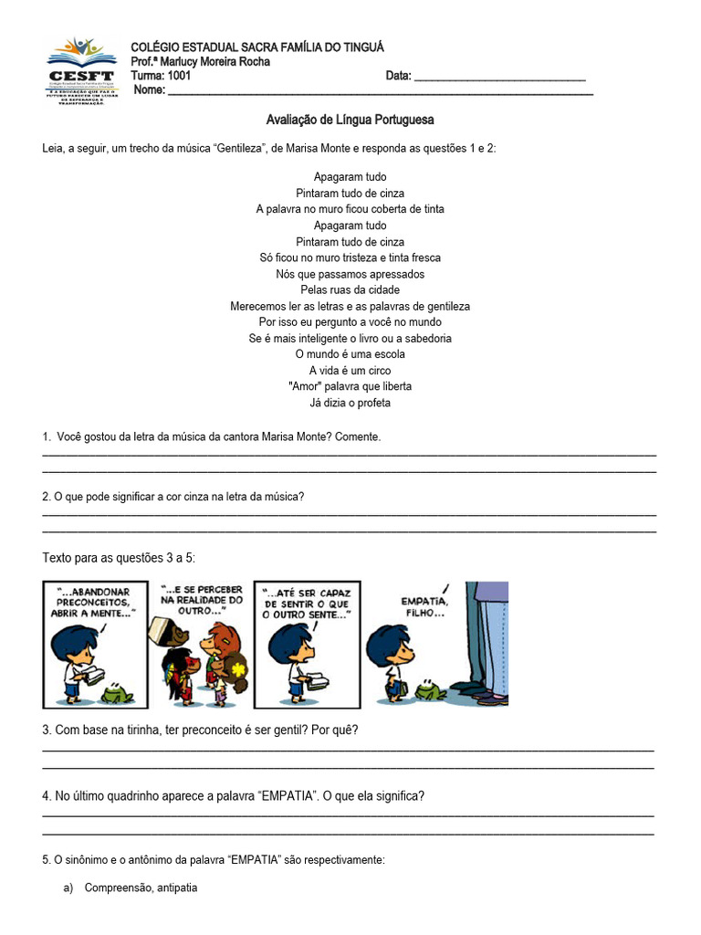 Prova 3bim 1001 | PDF