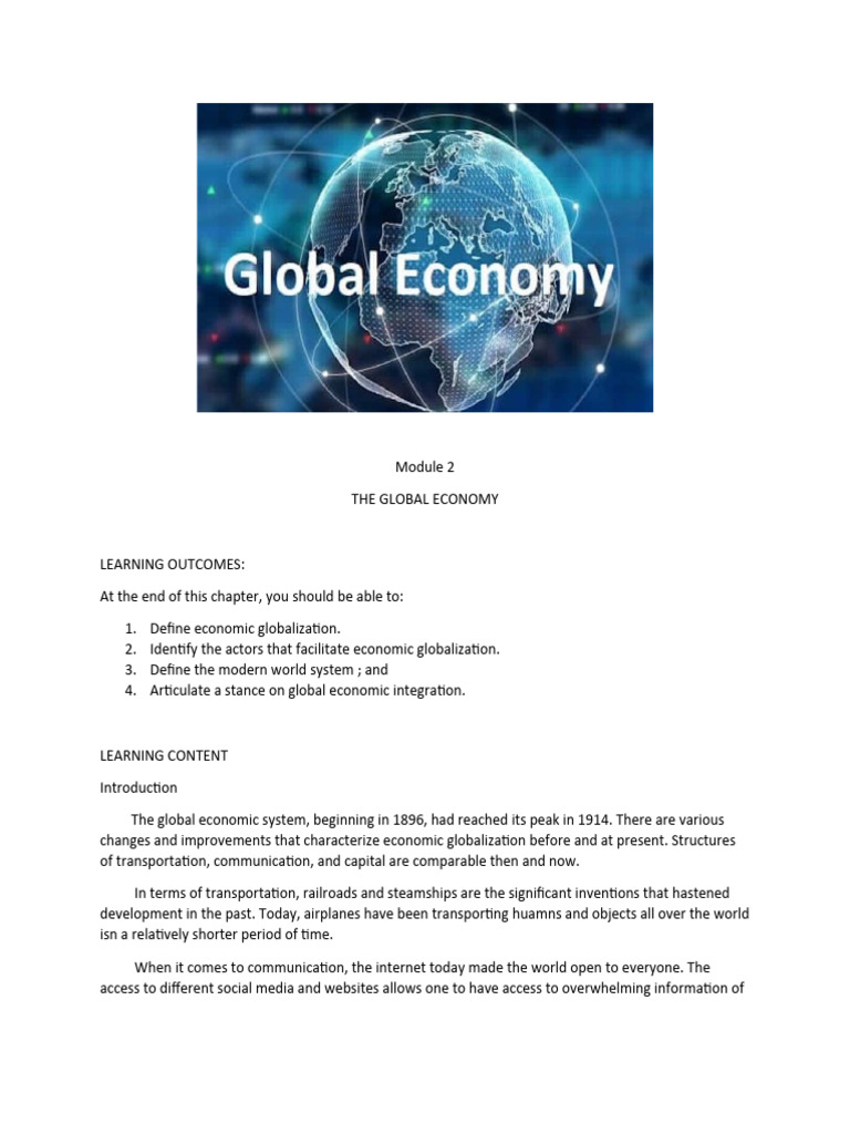 Module 2 Contemporary World | PDF | World Systems Theory | Balance Of Trade