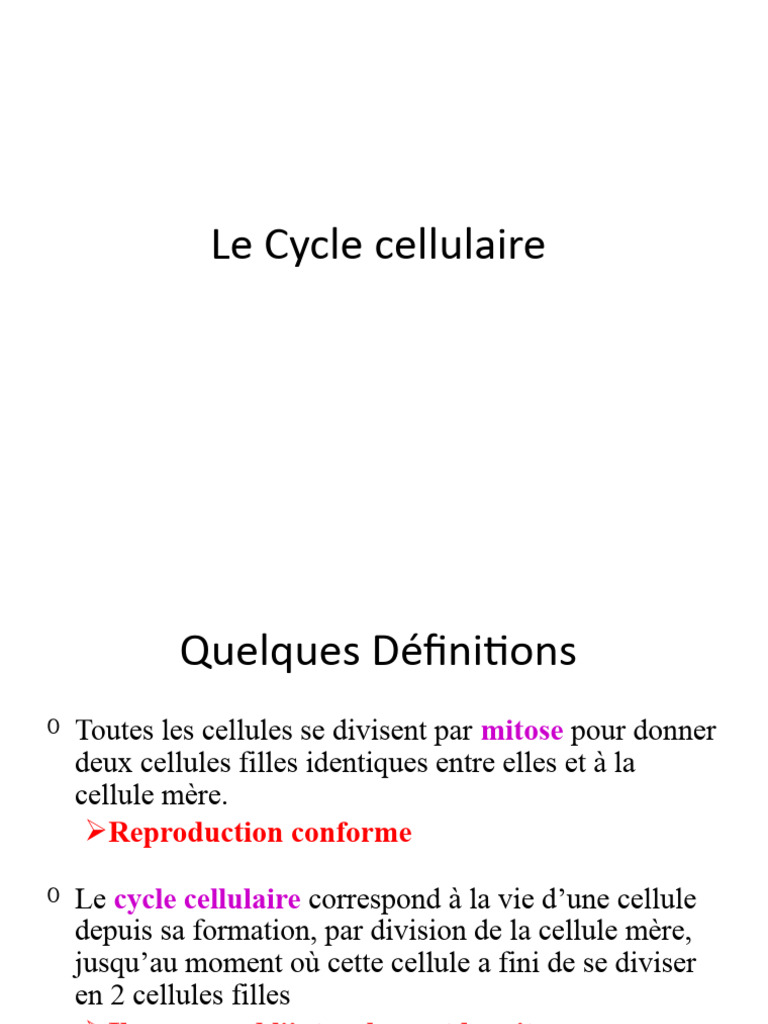 Le Cycle Cellulaire Mon Cours | PDF | Cycle cellulaire | Mitose