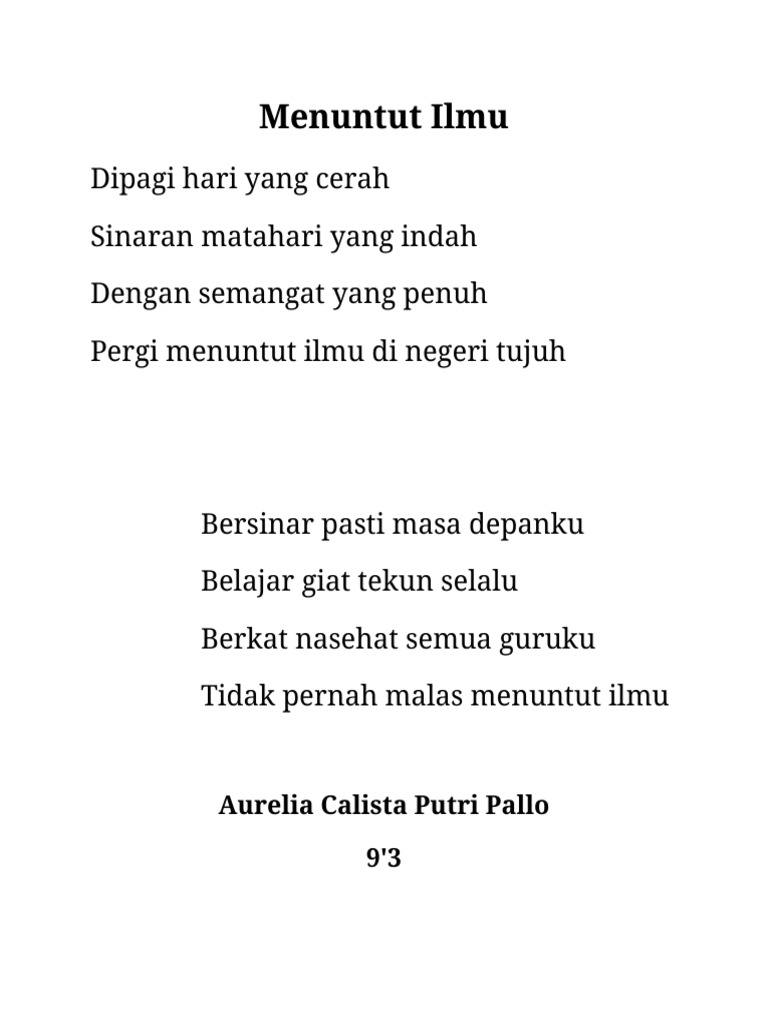 Puisi Semangat Menuntut Ilmu Pdf