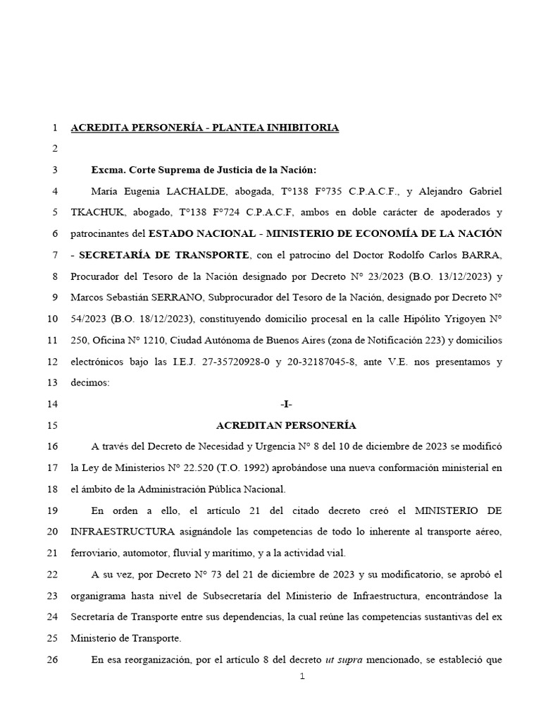 Inhibitoria Fondo Compensador Chubut - Rawson | PDF | Judicaturas ...
