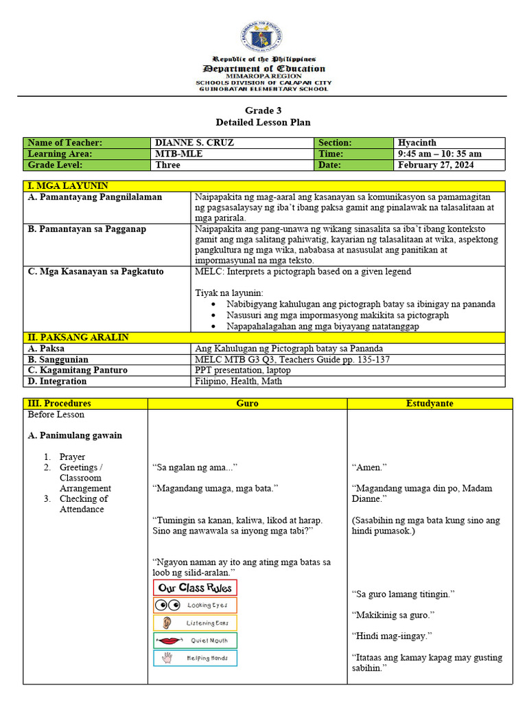 Detailed Lesson Plan - Pictograph | PDF