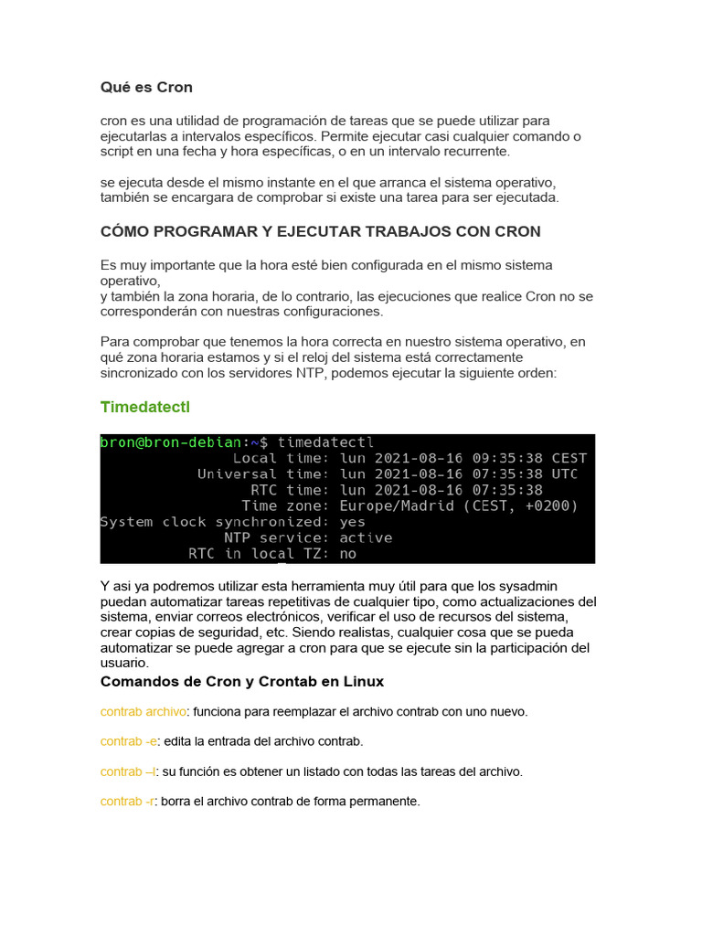 Programación de Tareas con Cron en Linux | PDF