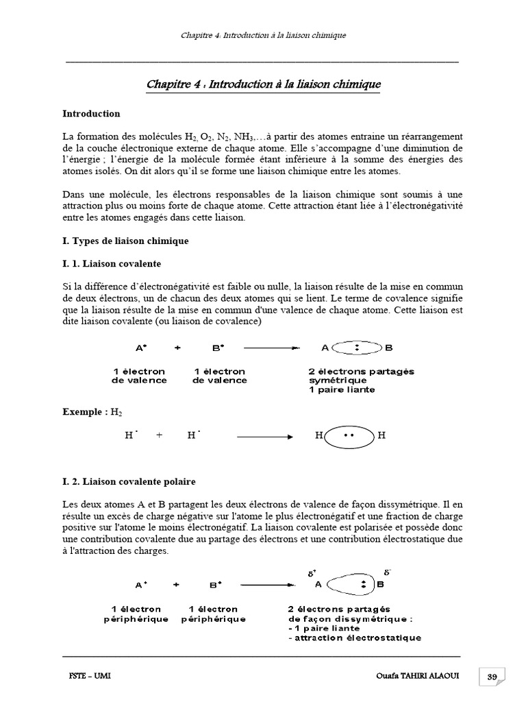 Types de liaisons chimiques expliqués | PDF | Liaison chimique ...