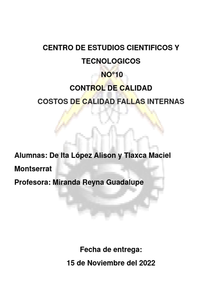 Costos de Fallas Internas | PDF | Calidad (comercial) | Business