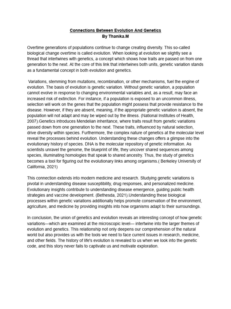 Culminating - Gentics and Evolution | PDF | Evolution | Genetic Diversity