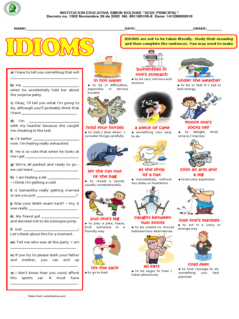 Phrasal Verbs-Idioms Worksheet 2023 | PDF