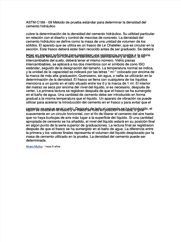 PDF Norma Astm C 188 - Compress | PDF | Cemento | Densidad