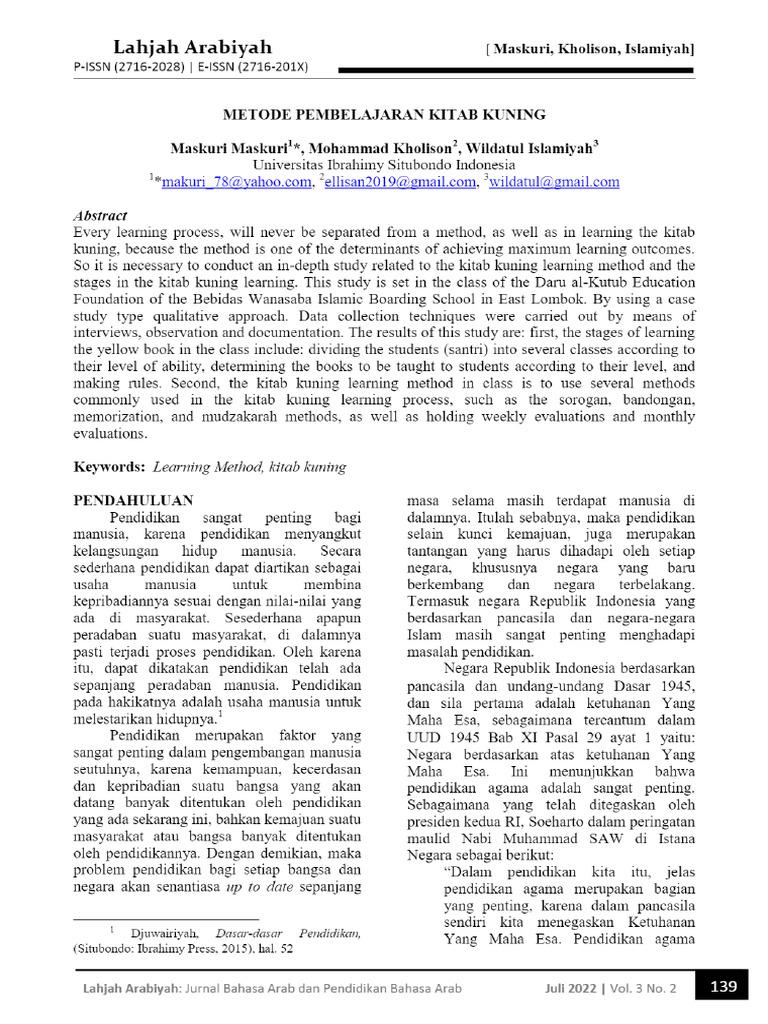 Metode Pembelajaran Kitab Kuning | PDF