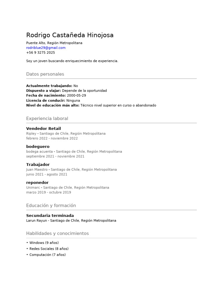 CV Rodrigo Castañeda | PDF