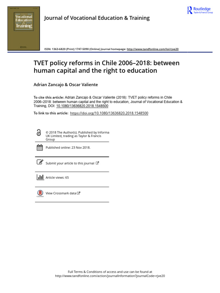 Chile's TVET Reforms: 2006-2018 Analysis | PDF | Vocational Education | Policy