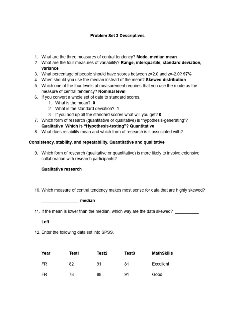 Descriptive Statistics and Research Methods | PDF | Level Of ...