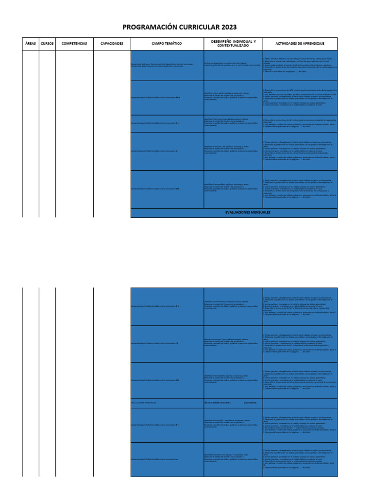 Programación Curricular General - Nivel Inicial | PDF