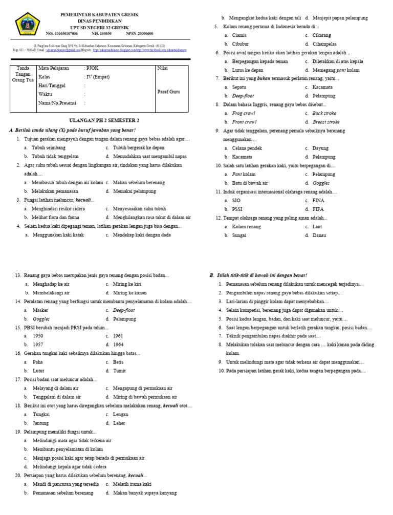 Soal Kelas 4 Pjok | PDF
