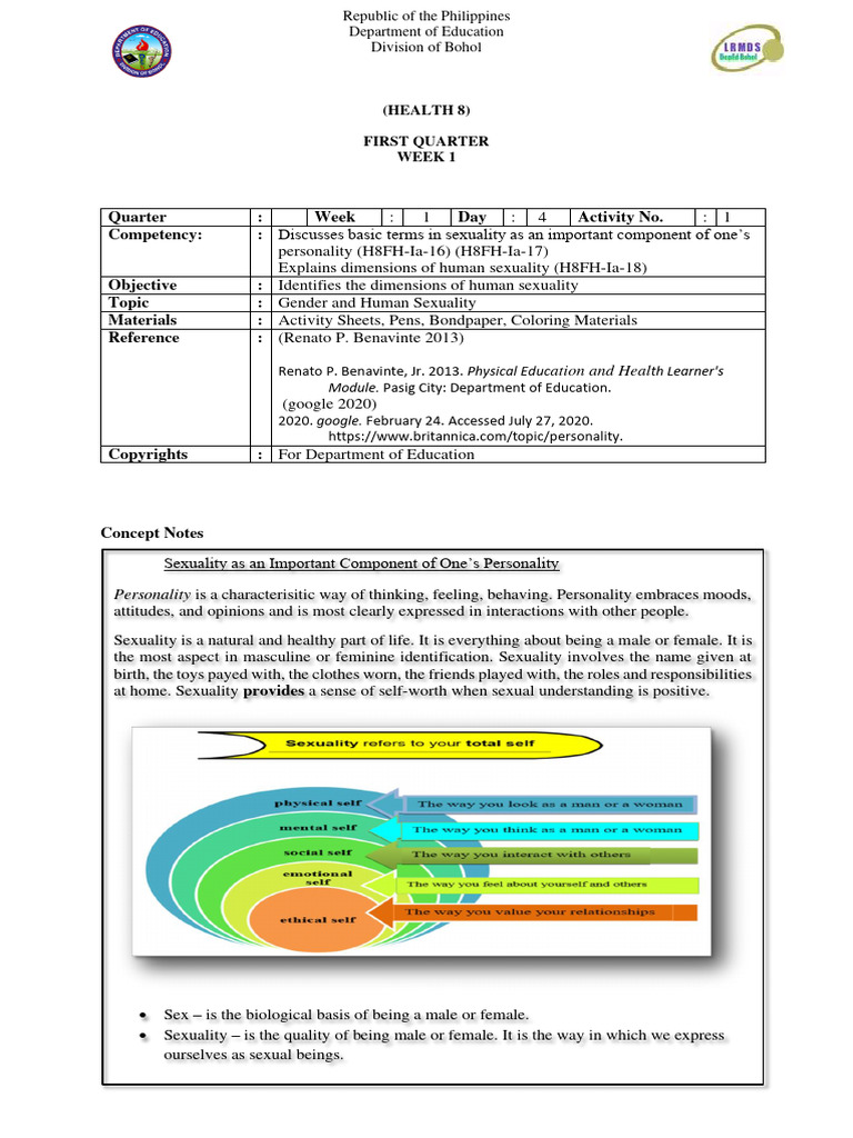 Health8 Q1 Wk1 | PDF | Gender | Gender Studies Health8 Q1 Wk1 | PDF | Gender | Gender Studies