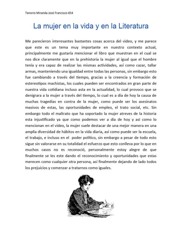 La Mujer en La Vida y en La Literatura-Tenorio Miranda José Francisco ...